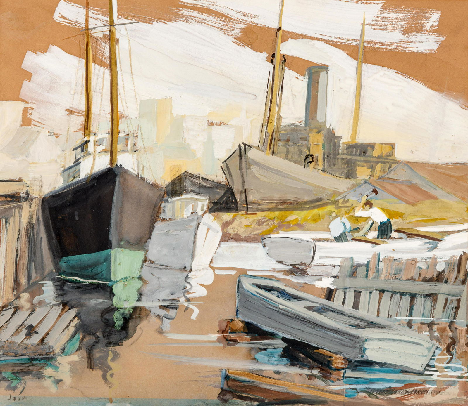 James Parr (American, 1923 - 1969) Port Scene - Dec 11, 2019 | Hindman ...