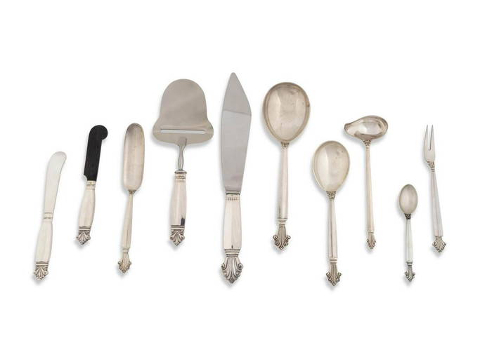 A Group Of Danish Silver Flatware