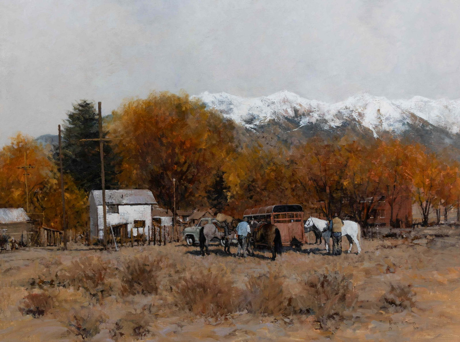 Richard Thomas (american, 1939 2019) Saddlin' Up In