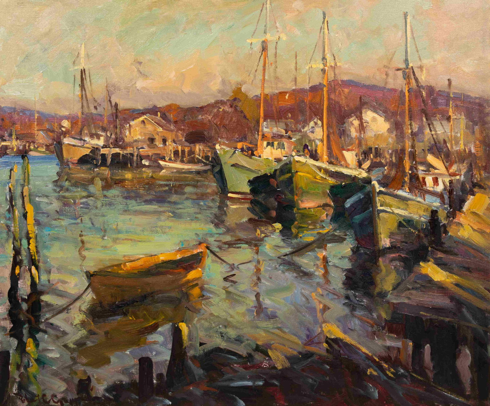 Robert C. Gruppe (American, b. 1944) Boats at Harbor - Dec 10, 2020 ...