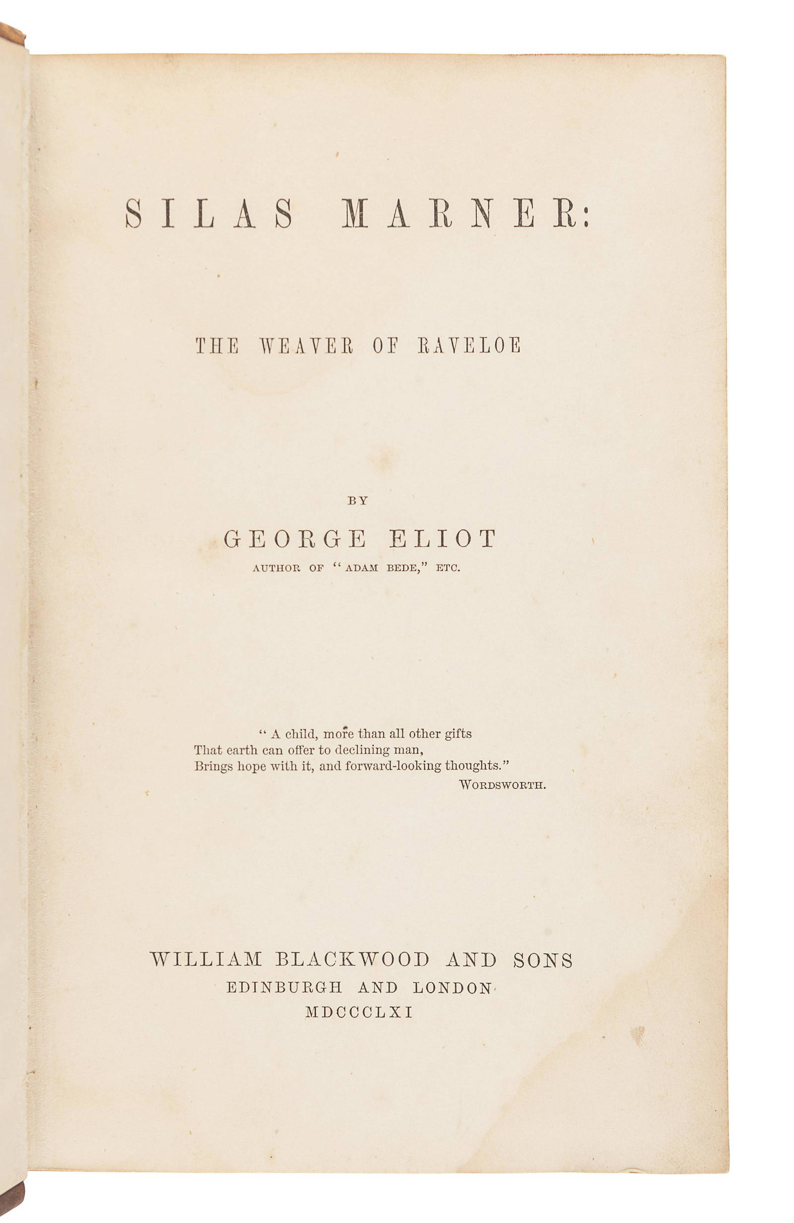 Eliot, George (1819-1880). Silas Marner: The Weaver Of - Mar 19, 2021 | Freeman's | Hindman In Il