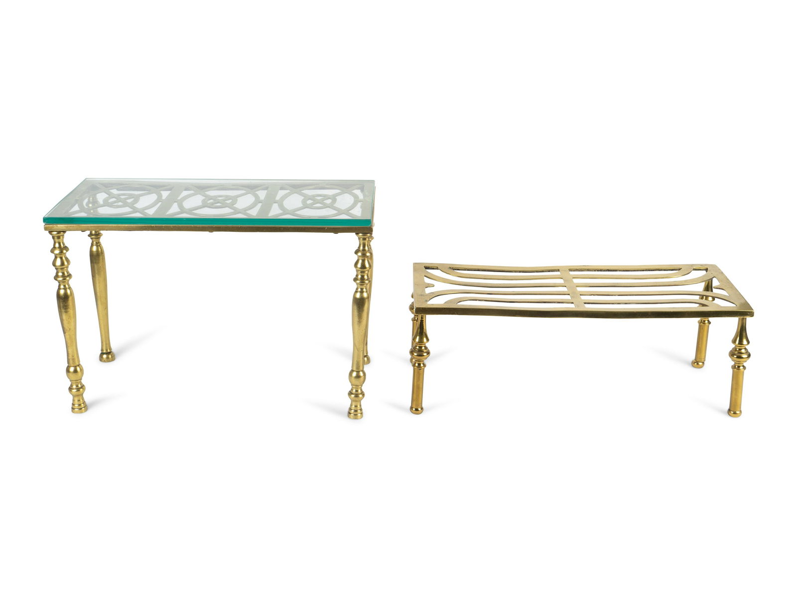 Two English Brass Kettle Stands