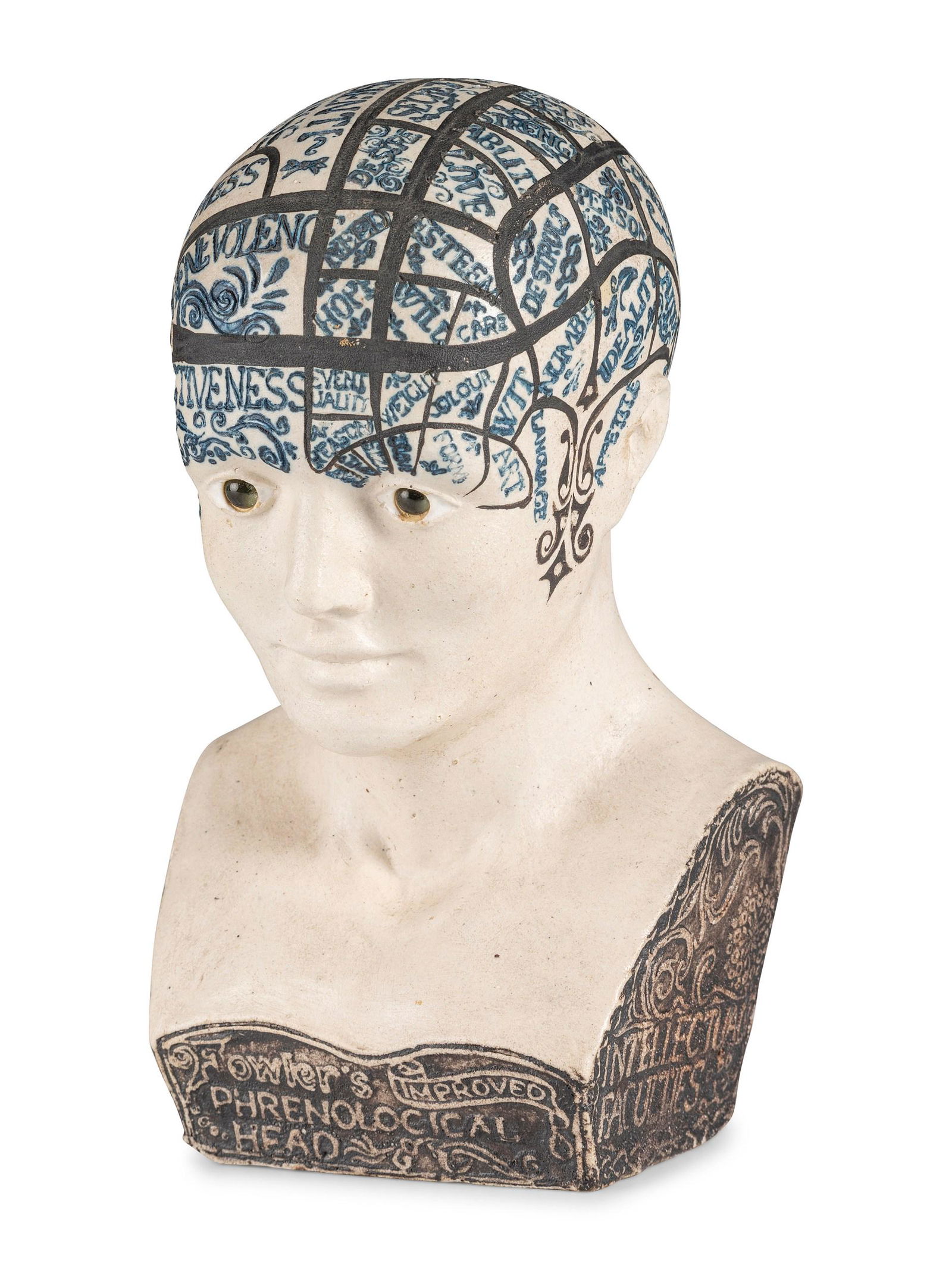 A Ceramic Fowler's Improved Phrenological Head