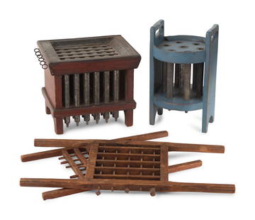 19th Century Red Toleware Candle Rack & Stick,