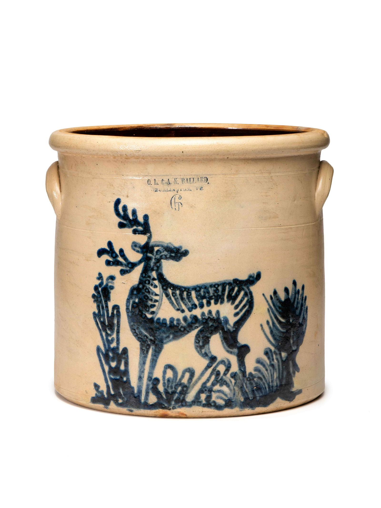 An Orrin & Alfred Ballard 6-Gallon Stoneware Crock with | Barnebys