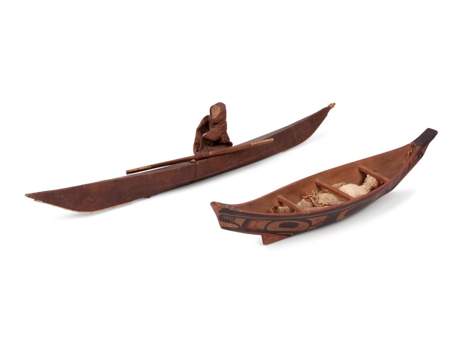 Miniature Haida Canoe and Inuit Kayak largest measuring | Barnebys