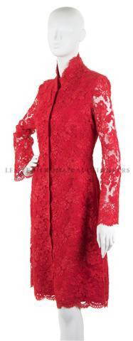 A Halston Red Lace Coat.