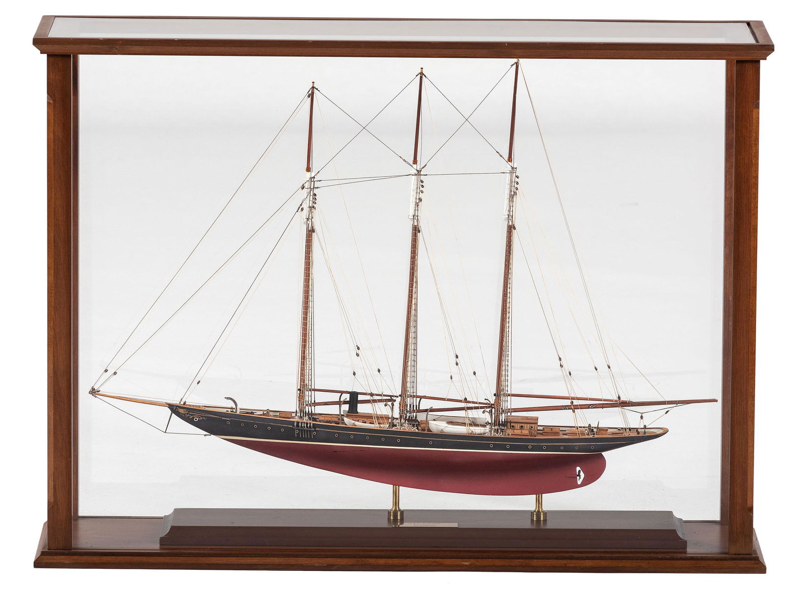A Cased Scale Model Of A Three Mast Ship