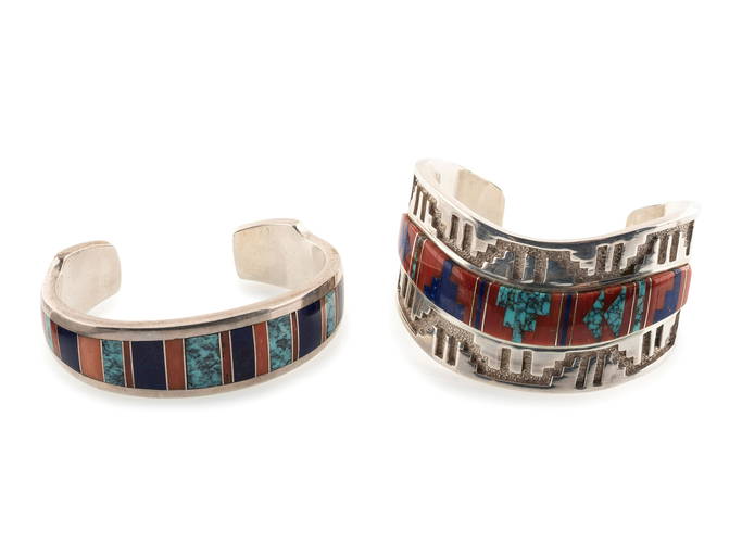 Navajo and Apache Silver and Inlay Cuff Bracelets (#0162) on Feb 11 ...
