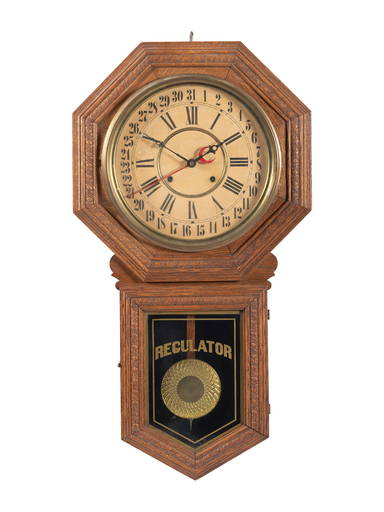 A Regulator Calendar Clock And Mantel Clock