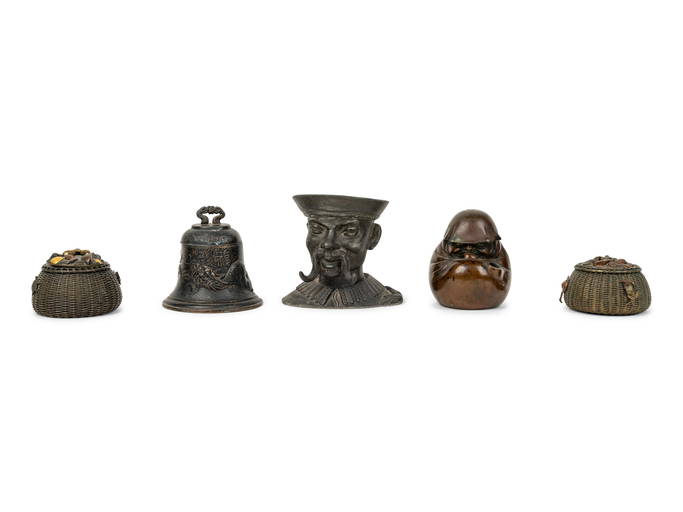 Five Chinese And Japanese Inkwells