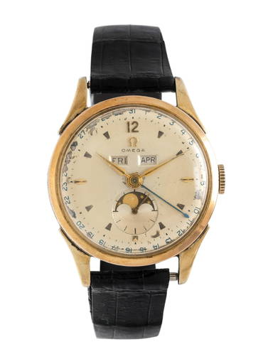 Omega, Vintage, Ref. 2606 1 Steel And Gold Plated Triple Date Moon ...