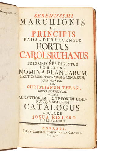 RISLER, Josua; and Christian THRAN. Serenissimi Marchionis et Principis ...