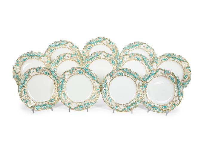 Twelve Gilman Collamore & Co. Minton Porcelain Luncheon Plates Diameter ...