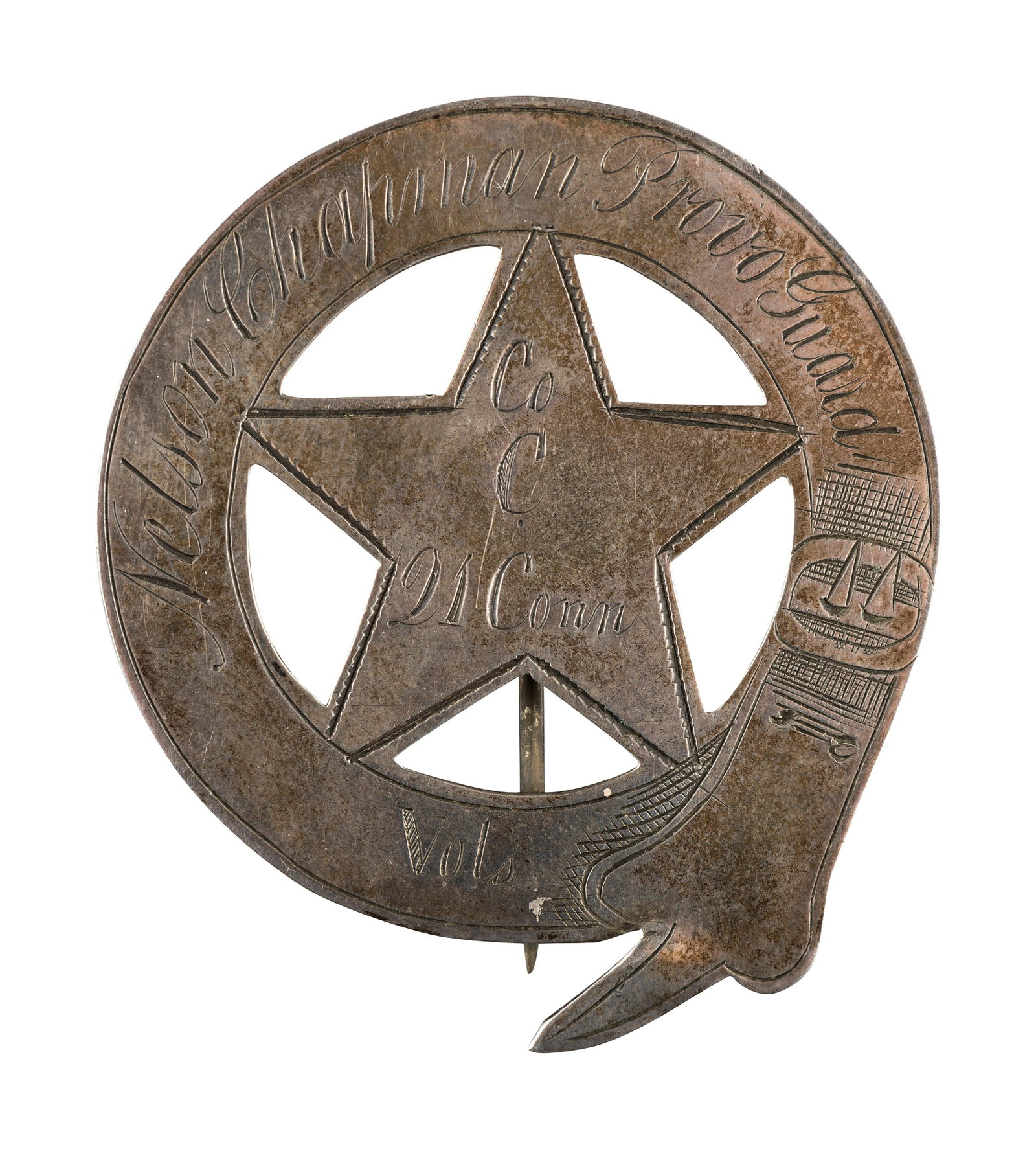 [civil War]. Provost Guard Badge Identified To Nelson Chapman, 21st ...