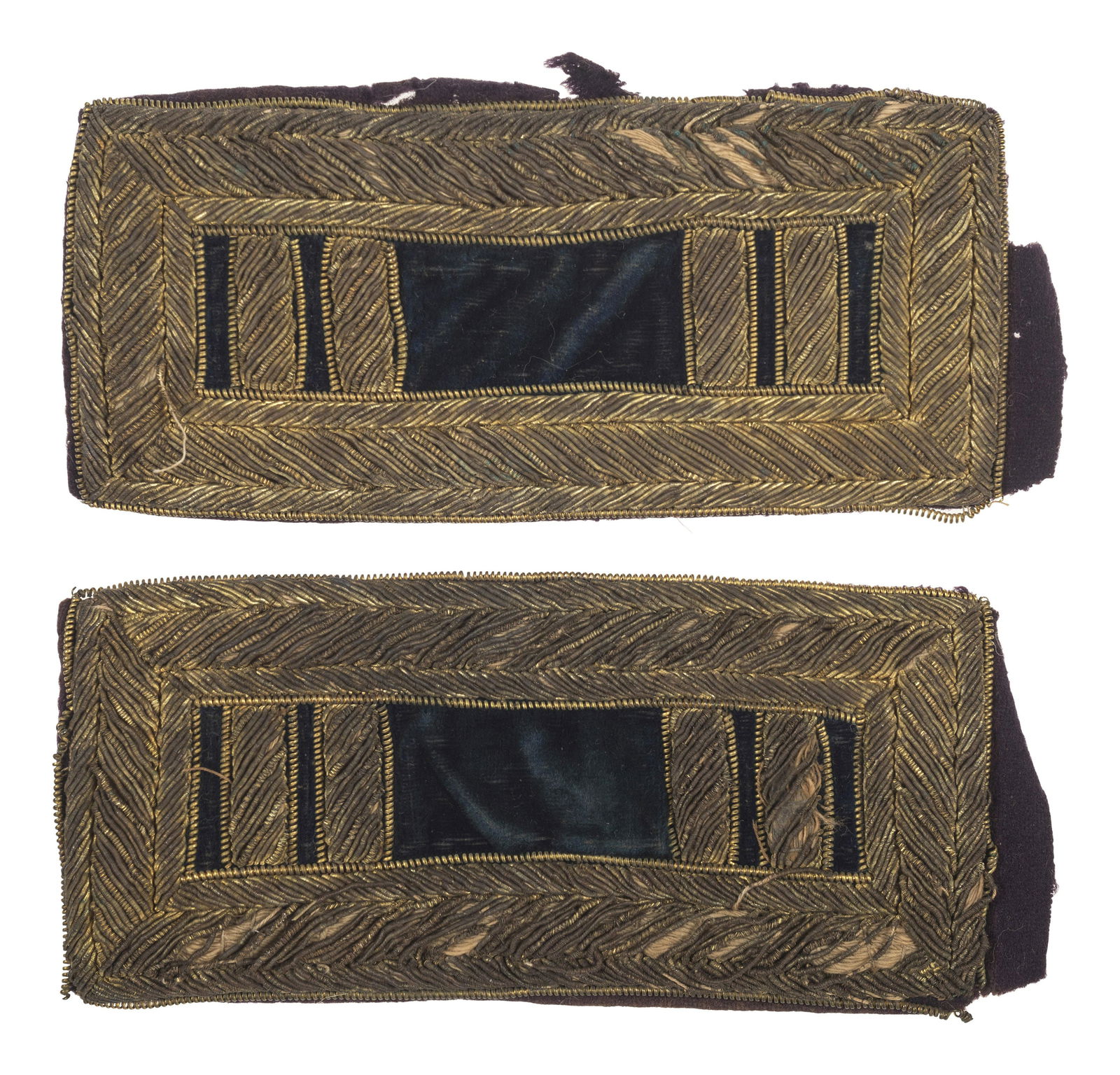 [civil War]. A Pair Of Triple Border Captain Of Staff Shoulder Straps.