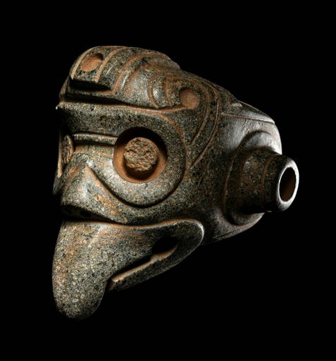 A Costa Rican Jade Anthropomorphic Mace Head Height 4 3/16 inches (10.7 ...