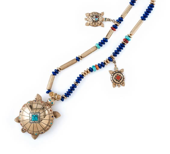 Jesse Monongya (hopi Dine, B. 1952) 14k Gold Turtle Locket Necklace ...