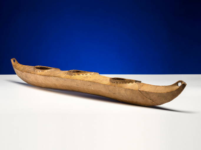 Inuit Sealskin Model Umiak, Three Person