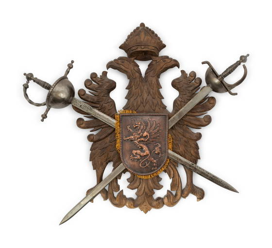 A Continental Carved Armor Trophy with Crossed Swords - Aug 26, 2022 ...