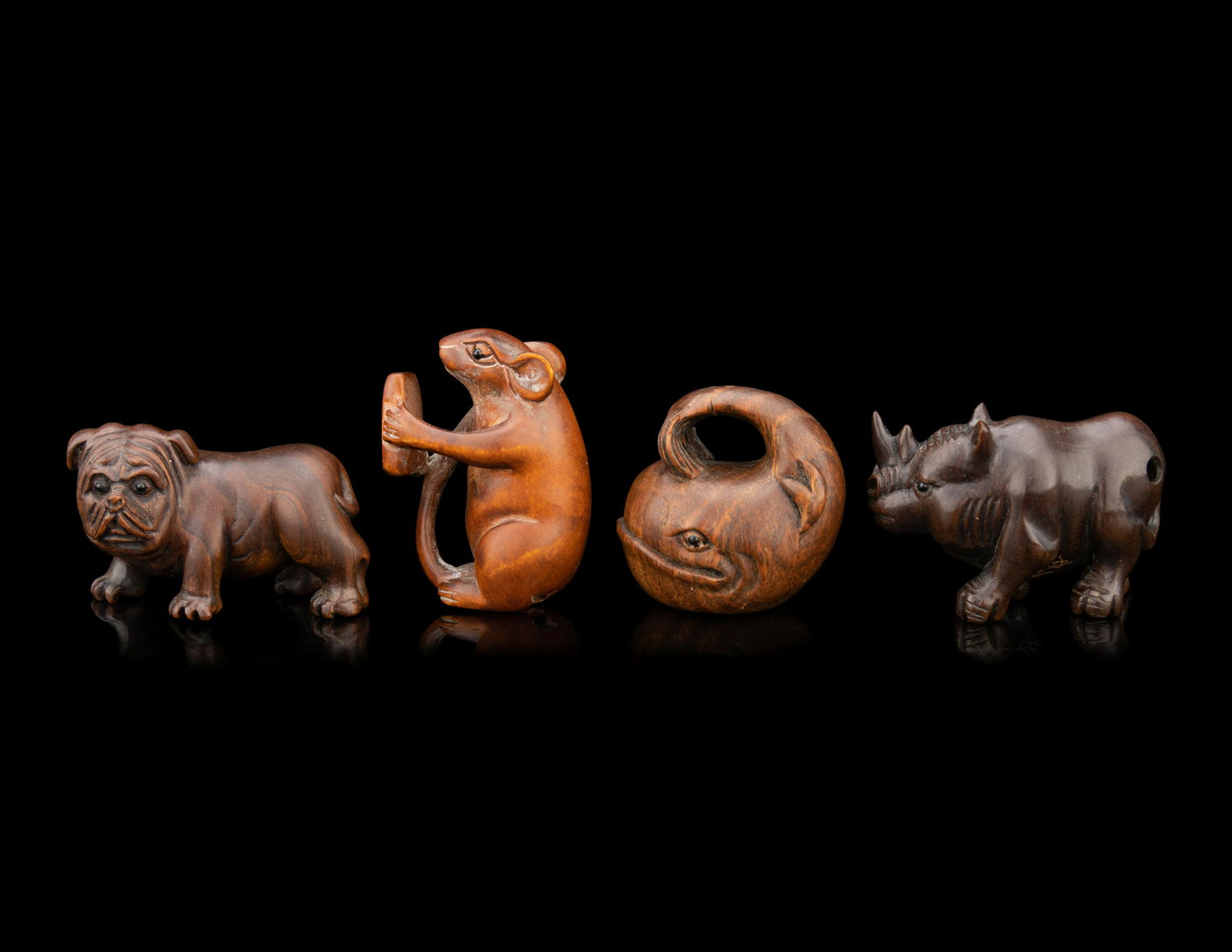 Four Japanese Carved Wood 'Animal' Netsuke - Sep 22, 2022 | Hindman in IL