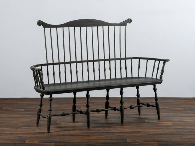 A Volute Carved Comb-Back Windsor Bench (#1374) on Sep 15, 2022 ...