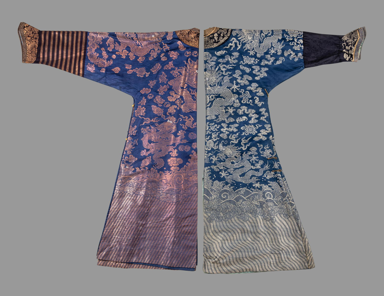 Two Blue Ground Dragon Robes, Jifu