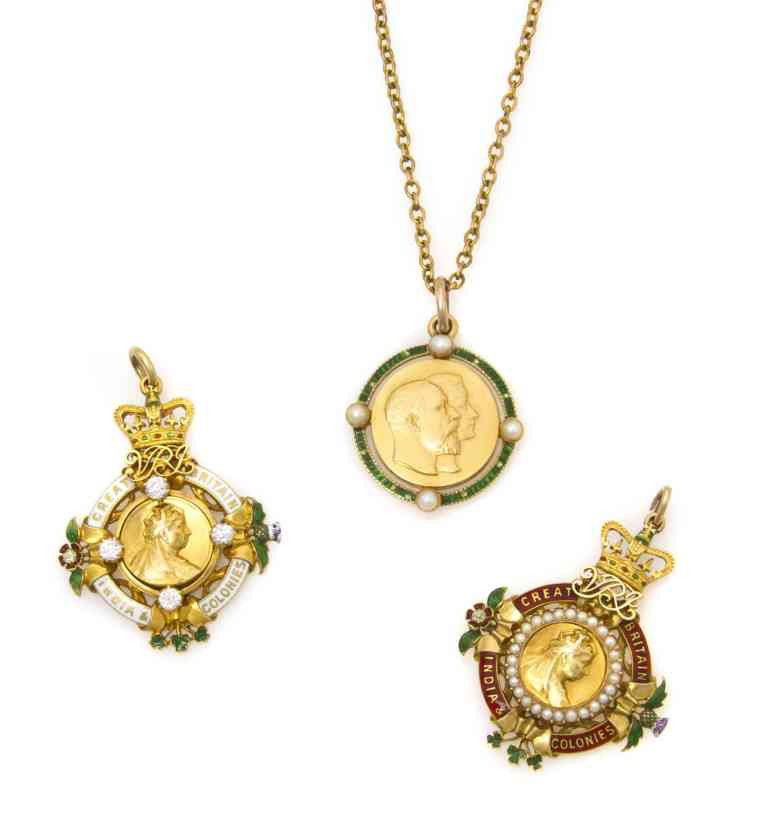 A Group Of Gold British Royal Commemorative Medal Pe