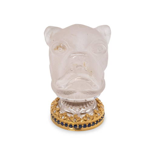 A Continental Gold, Diamond and Sapphire Mounted Carved Rock Crystal ...