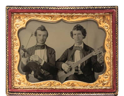 Quarter Plate Ambrotype Photograph Of Two Texans