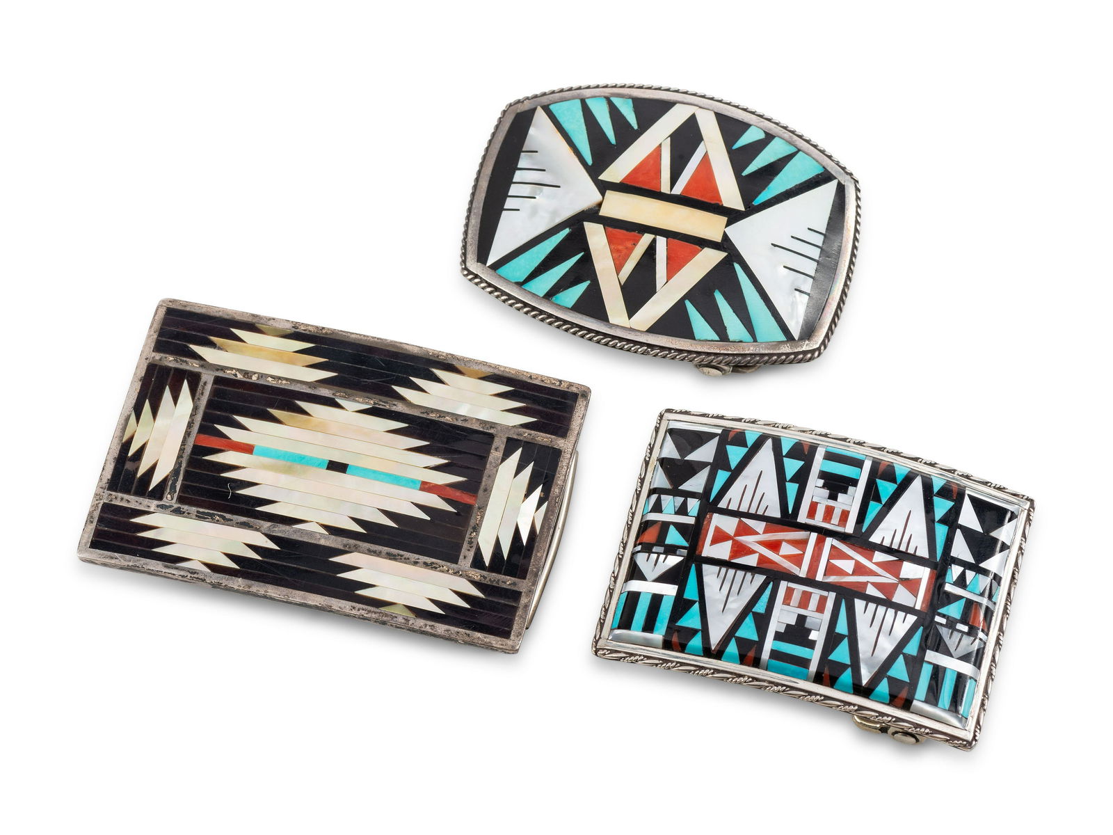 Zuni Silver and Mosaic Inlay Belt Buckles - Dec 16, 2022 | Hindman in OH