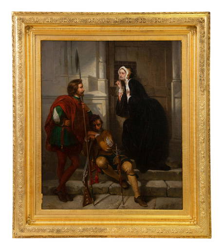 Conrad Wimmer (dutch, 1844 1905) A Woman And Two Guards