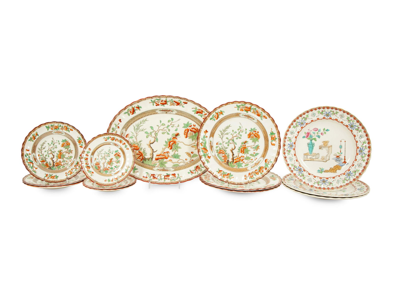 A Group Of Copeland Spode Chinoiserie Decorated Dinnerware