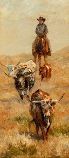 Cynthia Rigden (american, 1943 2018) Cattle Roundup