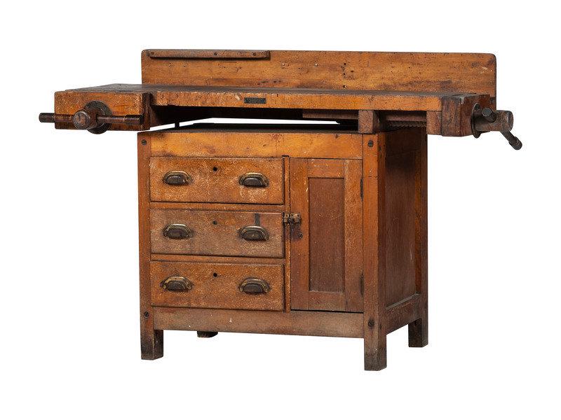 A Maple Work Bench With Vises Auction
