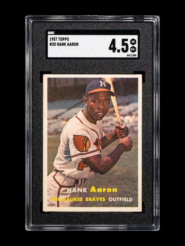 A 1957 Topps Hank Aaron Baseball Card No. 20 (sgc 4.5 Vg-ex+) Auction