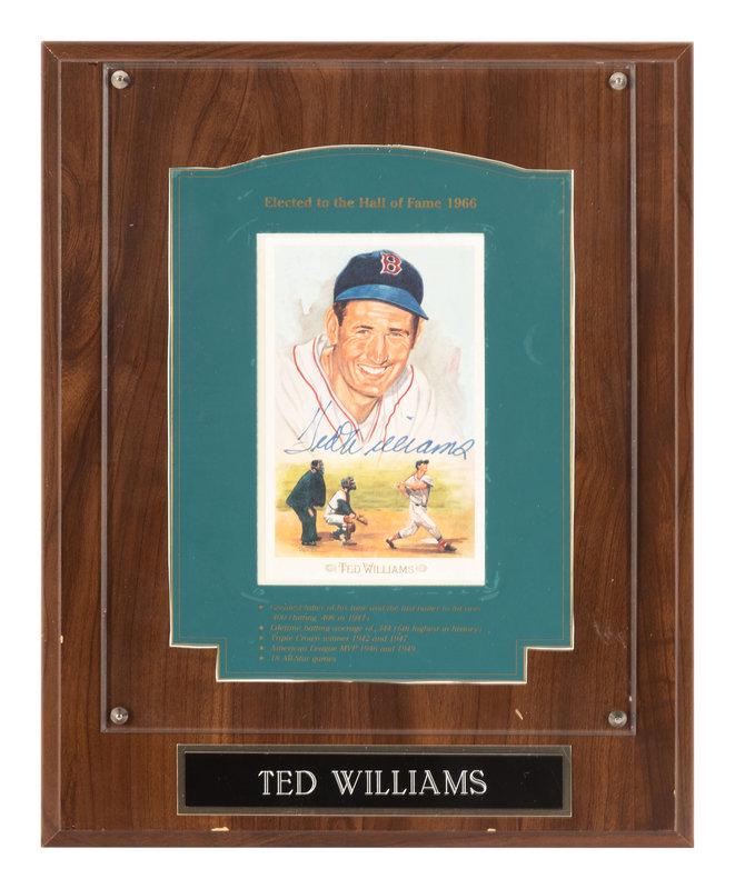 A Ted Williams Signed Autograph Perez Steele Baseball Postcard Plaque ...