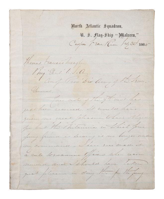 [civil War]. Porter, David Dixon (1813-1891). Letter Signed On Us ...