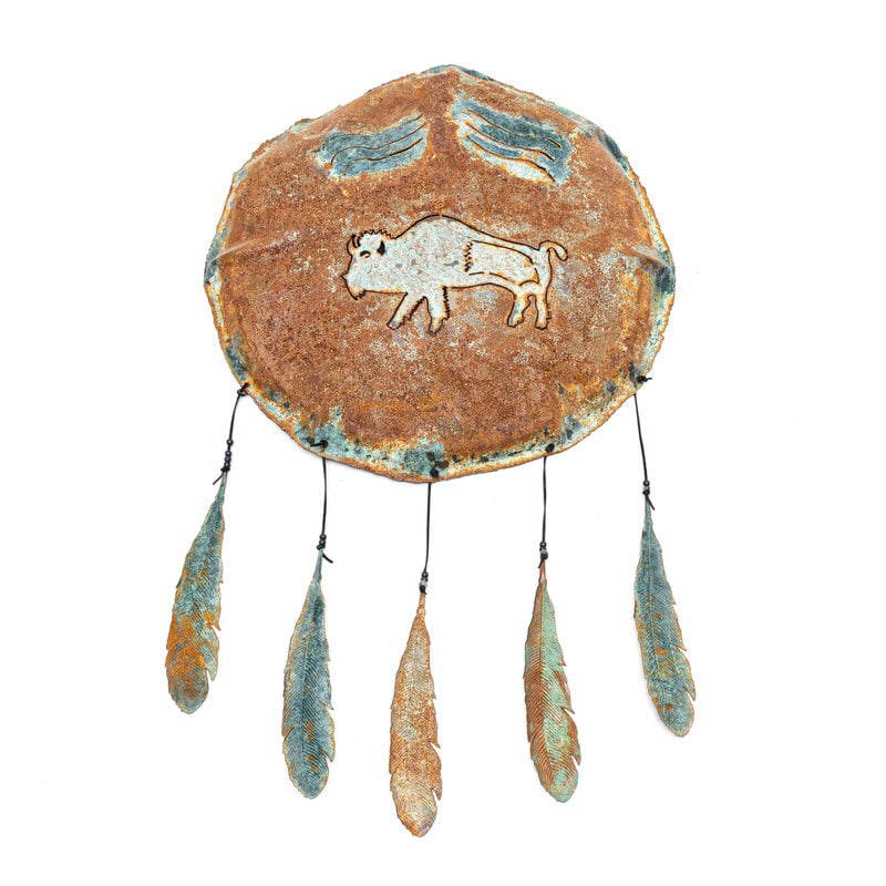 A Decorative Bronze Buffalo Shield Auction