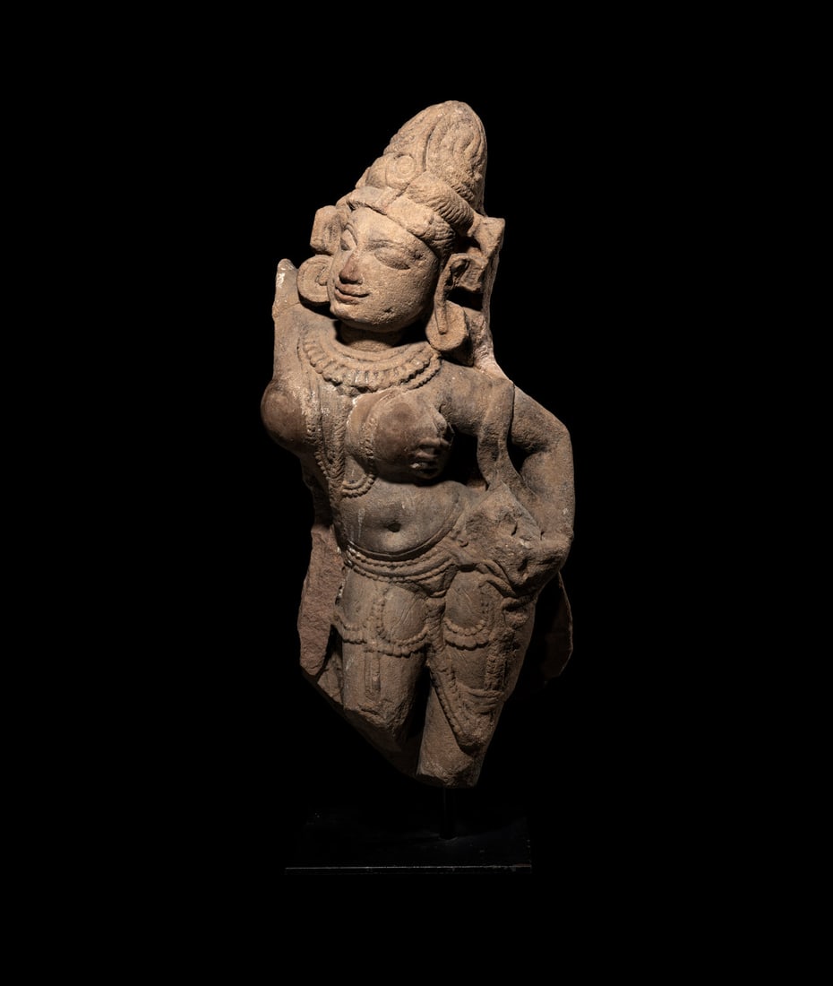 An Indian Red Sandstone Figure Of A Female Deity Auction