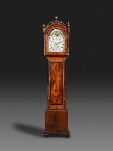A Chippendale Inlaid And Figured Mahogany Brass Mounted Moon Phase Dial ...