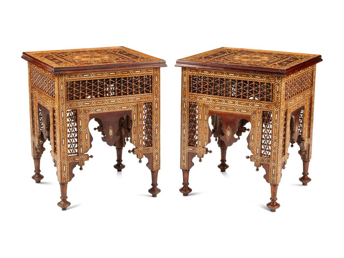A Pair Of Levantine Marquetry And Abalone-inlaid Side Tables Auction