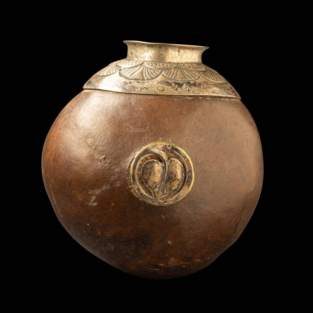 A Zulu Metal-mounted Gourd Snuff Container Auction