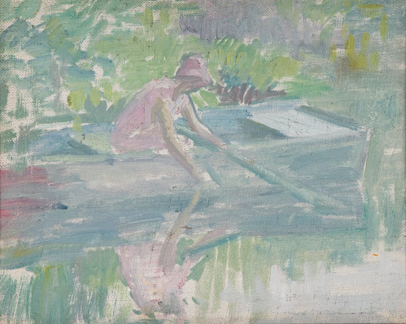 Edmund William Greacen (american, 1876 1949) Woman In A Boat (possibly ...