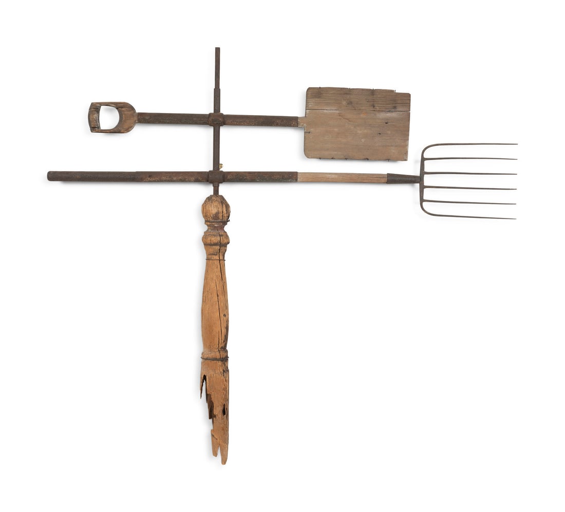 A Rare, Vernacular Carved Pine And Wrought Iron Apple Shovel And ...