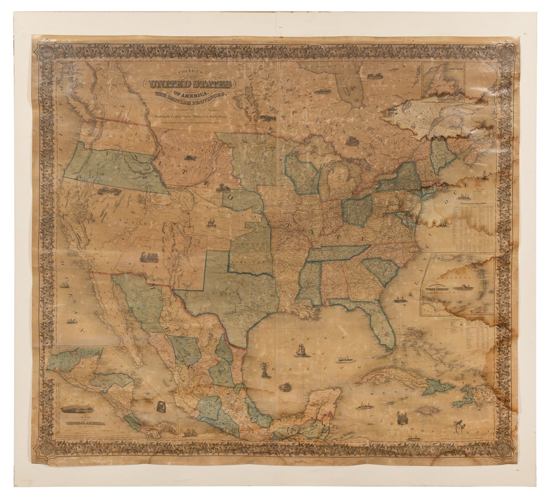 [maps & Atlases]. Colton, Joseph Hutchins. Colton's Map Of The United ...