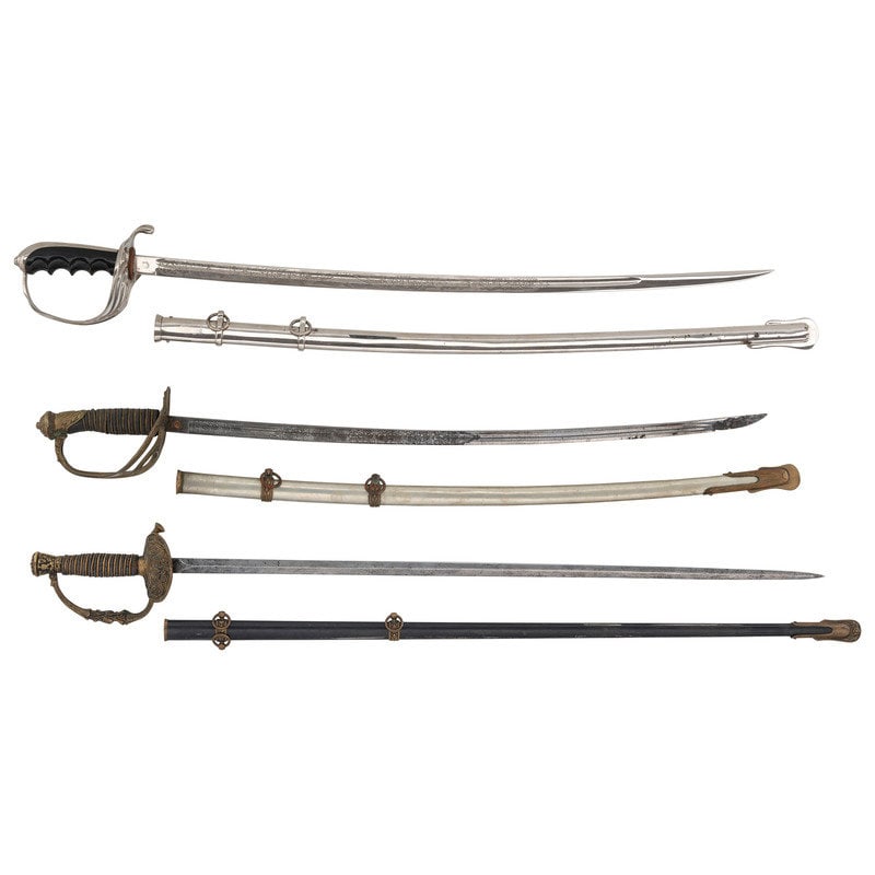 Lot Of 3 Us Army Swords Including: Model 1902, Model 1860 Staff & Field ...