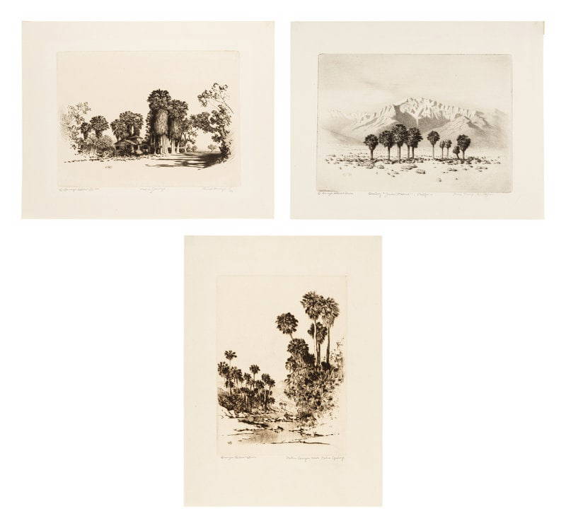 George Elbert Burr (american, 1859-1939) Three Works: Oasis Of Seven ...