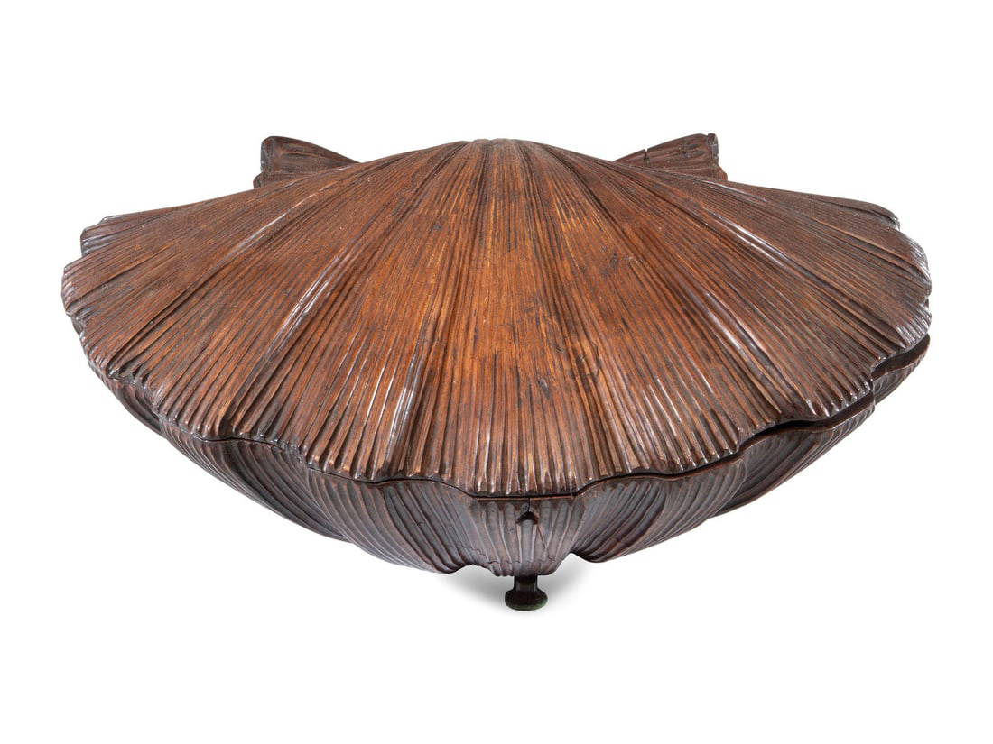 A Carved Walnut Shell Box Auction