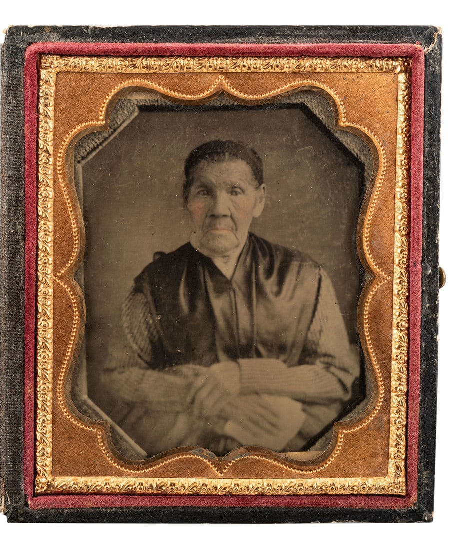 [native Americans]. Sixth Plate Copy Ruby Ambrotype After A ...